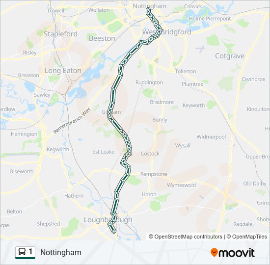 1 Route: Schedules, Stops & Maps - Nottingham (Updated)