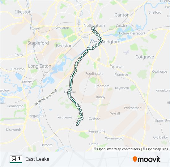 1 Route: Schedules, Stops & Maps - East Leake (Updated)