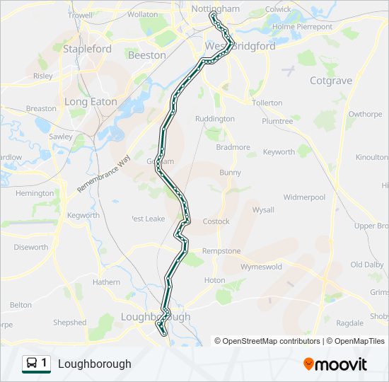 1 Route: Schedules, Stops & Maps - Loughborough (Updated)