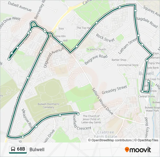68B Route: Schedules, Stops & Maps - Bulwell (Updated)