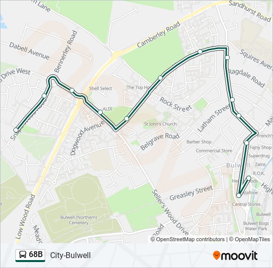 68b Route: Schedules, Stops & Maps - Bulwell (Updated)