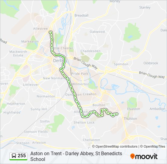 255 Route: Schedules, Stops & Maps - Darley Abbey (Updated)