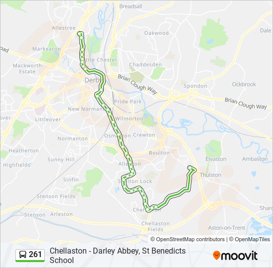 261 Route: Schedules, Stops & Maps - Darley Abbey (Updated)