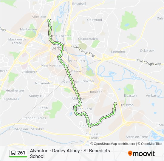 261 Route: Schedules, Stops & Maps - Darley Abbey (Updated)