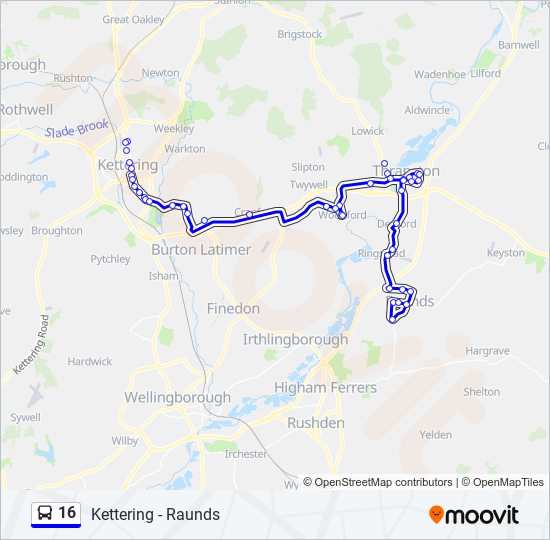 16 Route: Schedules, Stops & Maps - Kettering (Updated)