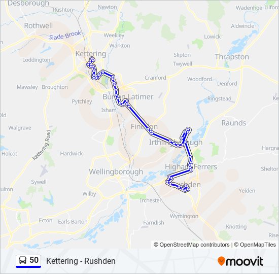 50 Route: Schedules, Stops & Maps - Rushden (Updated)