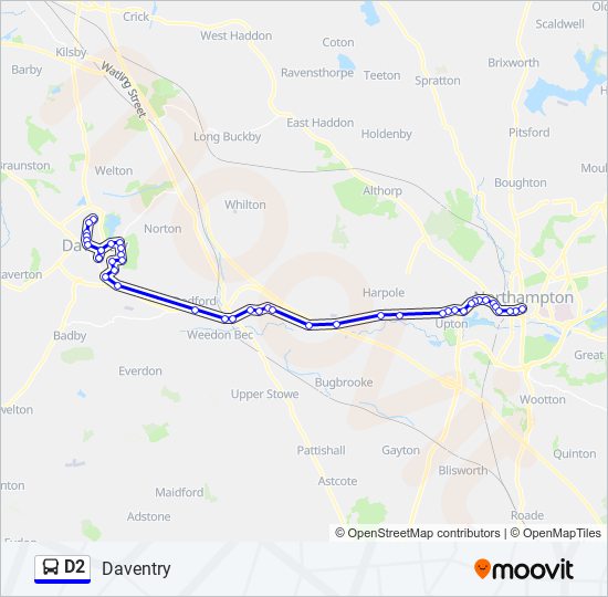 d2 Route: Schedules, Stops & Maps - Daventry (Updated)
