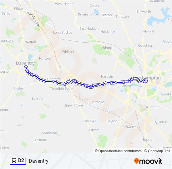d2 Route: Schedules, Stops & Maps - Daventry (Updated)