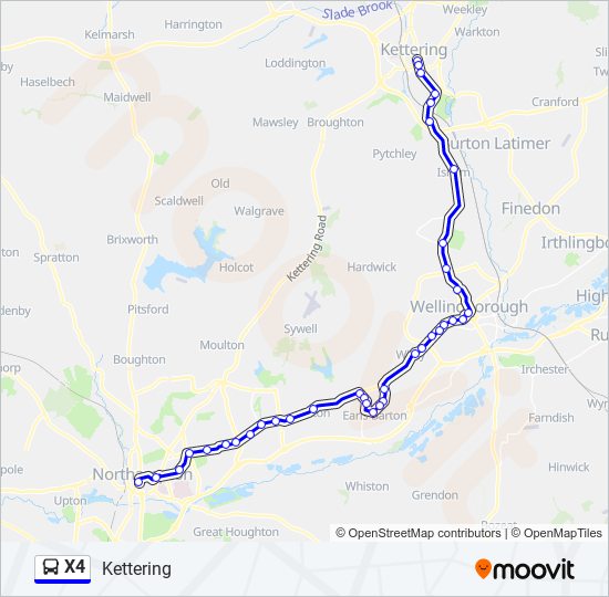 x4 Route: Schedules, Stops & Maps - Kettering (Updated)