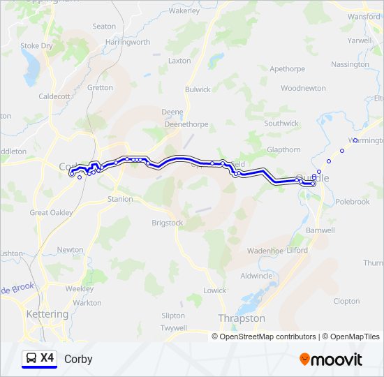 x4 Route: Schedules, Stops & Maps - Corby (Updated)