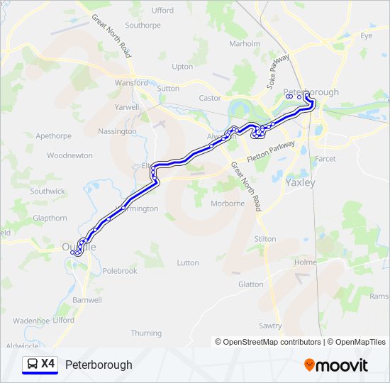 x4 Route: Schedules, Stops & Maps - Peterborough (Updated)