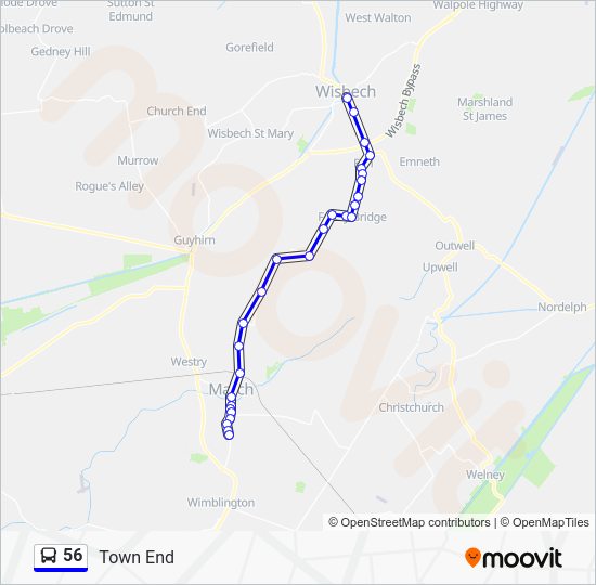56 Route: Schedules, Stops & Maps - Town End (Updated)