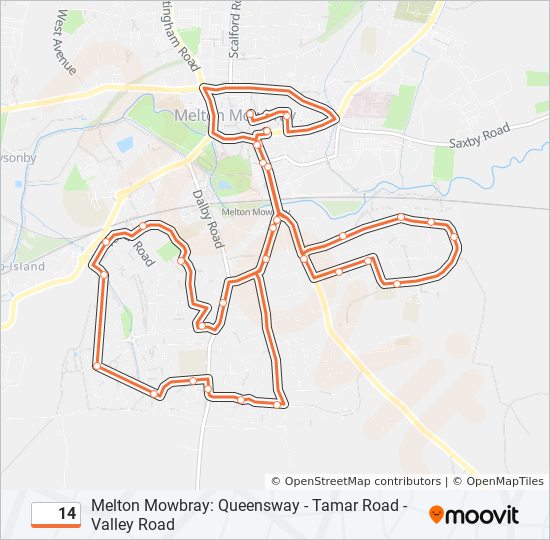 14 Route: Schedules, Stops & Maps - Melton Mowbray (Updated)