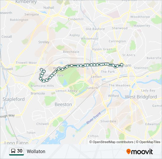 30 Route: Schedules, Stops & Maps - Wollaton (Updated)