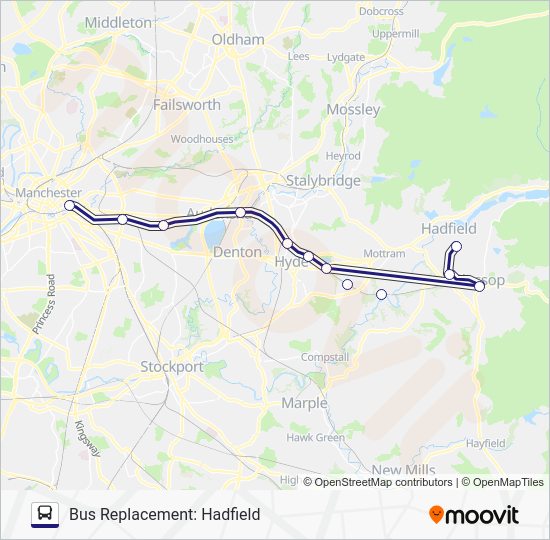 northern Route: Schedules, Stops & Maps - Bus Replacement: Hadfield ...