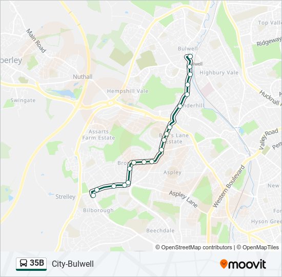 35b Route: Schedules, Stops & Maps - Bilborough (Updated)