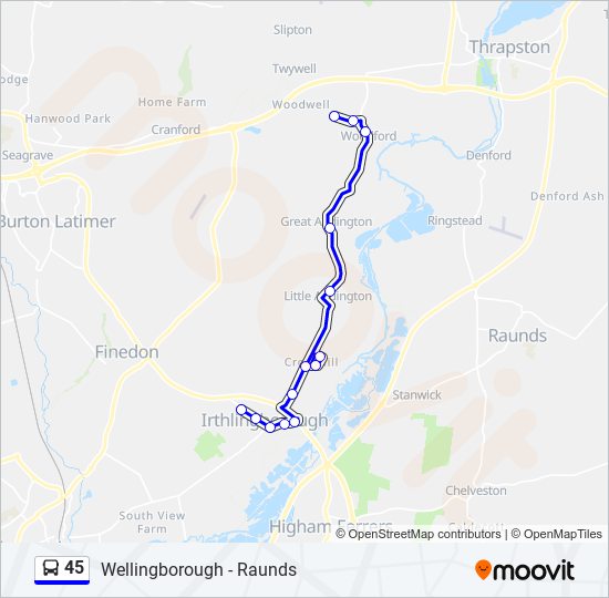 45 Route: Schedules, Stops & Maps - Irthlingborough (Updated)