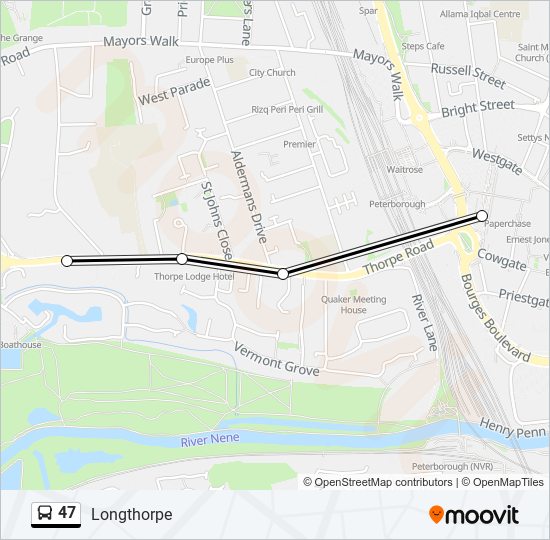 47 Route: Schedules, Stops & Maps - Longthorpe (Updated)