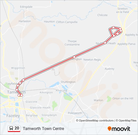 20 Route: Schedules, Stops & Maps - Tamworth Town Centre (Updated)