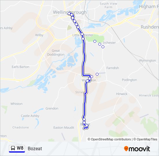 w8 Route: Schedules, Stops & Maps - Bozeat (Updated)