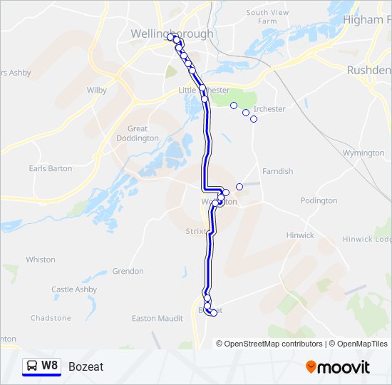 w8 Route: Schedules, Stops & Maps - Bozeat (Updated)