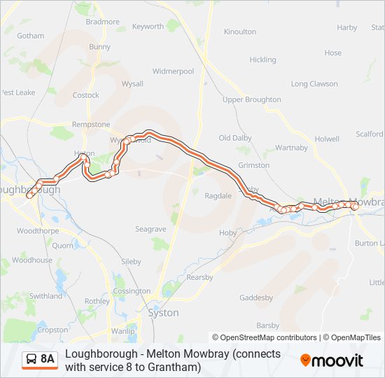 8a Route: Schedules, Stops & Maps - Melton Mowbray (Updated)