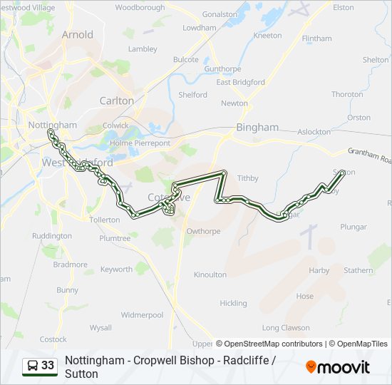 33 Route: Schedules, Stops & Maps - Sutton Cum Granby (Updated)