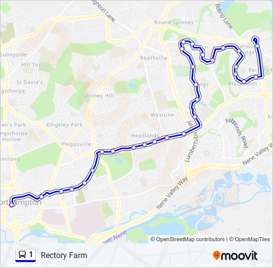 1 Route: Schedules, Stops & Maps - Rectory Farm (Updated)
