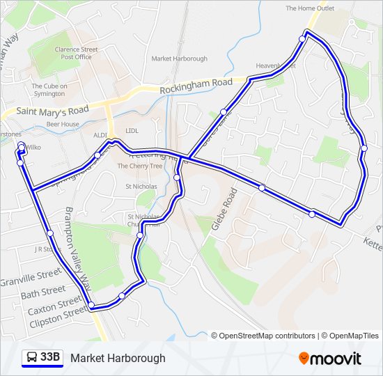 33b Route: Schedules, Stops & Maps - Market Harborough (Updated)