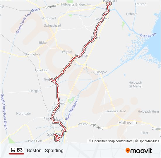 b3 Route: Schedules, Stops & Maps - Spalding (Updated)