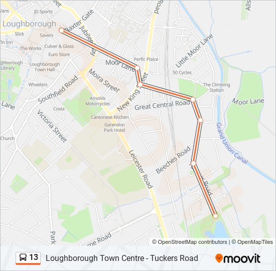 13 Route: Schedules, Stops & Maps - Loughborough (Updated)