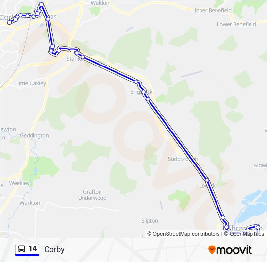 14 Route: Schedules, Stops & Maps - Corby (Updated)