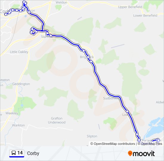 14 Route: Schedules, Stops & Maps - Corby (Updated)