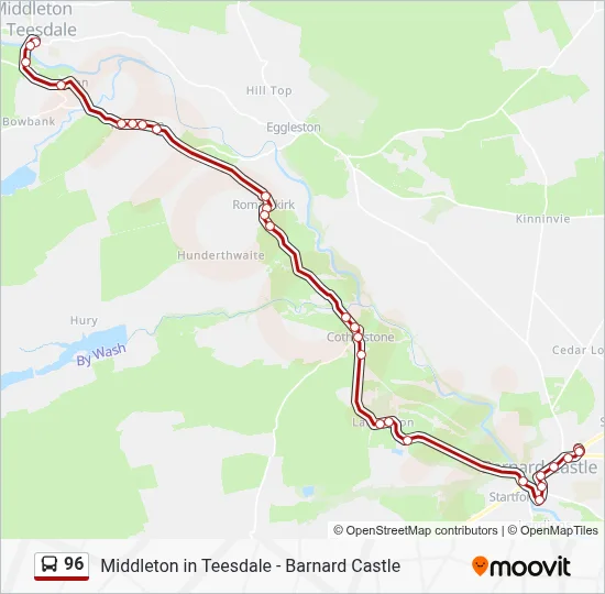 96 Route: Schedules, Stops & Maps - Barnard Castle (Updated)