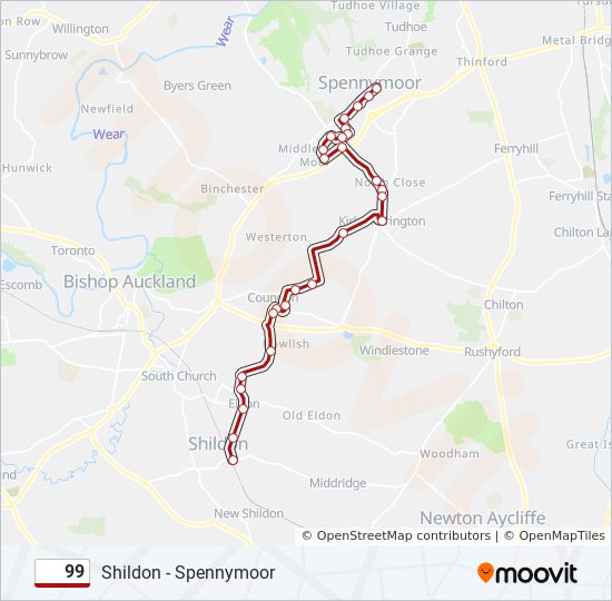 99 Route: Schedules, Stops & Maps - Shildon (Updated)