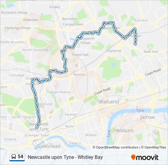 54 Route: Schedules, Stops & Maps - Shiremoor (Updated)