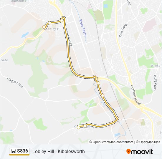 s836 Route: Schedules, Stops & Maps - Kibblesworth (Updated)