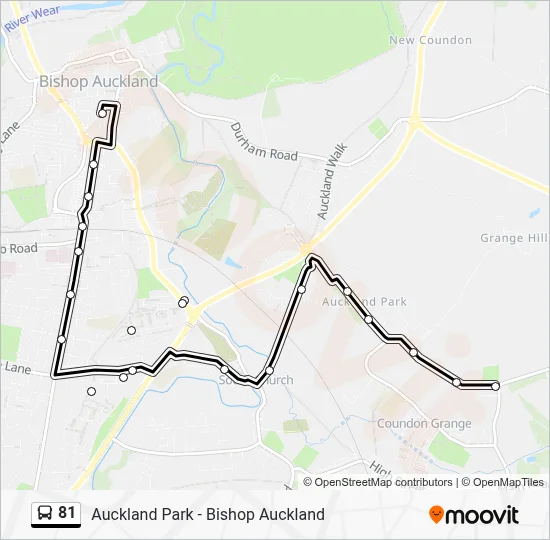 81 Route: Schedules, Stops & Maps - Bishop Auckland (Updated)