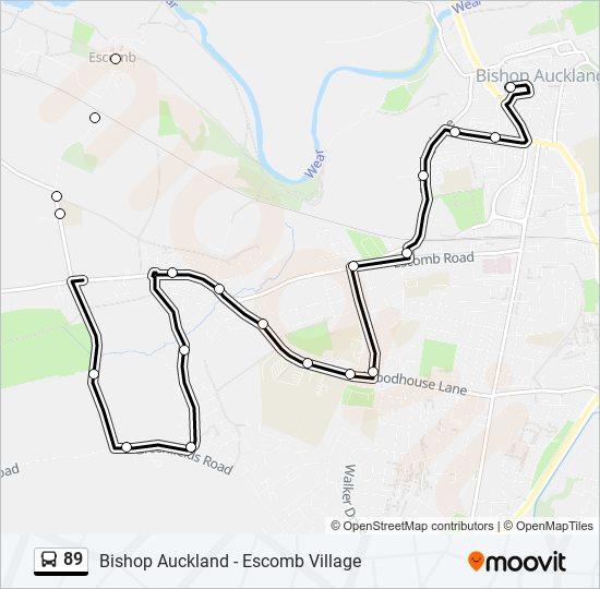 89 Route: Schedules, Stops & Maps - Bishop Auckland (Updated)