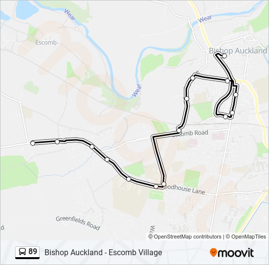 89 Route: Schedules, Stops & Maps - Etherley Dene (Updated)