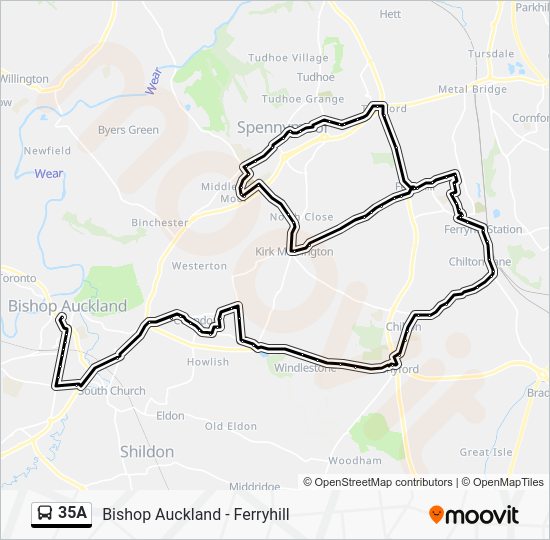 35A Route: Schedules, Stops & Maps - Bishop Auckland (Updated)