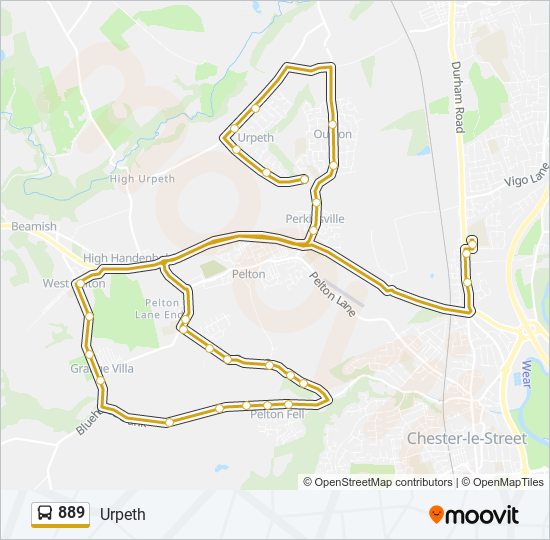 889 Route: Schedules, Stops & Maps - Urpeth (Updated)