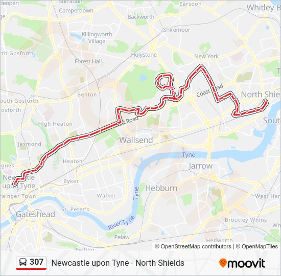 307 Route: Schedules, Stops & Maps - North Shields (Updated)