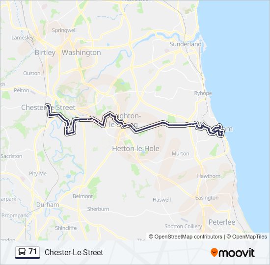 71 Route: Schedules, Stops & Maps - Chester-Le-Street (Updated)