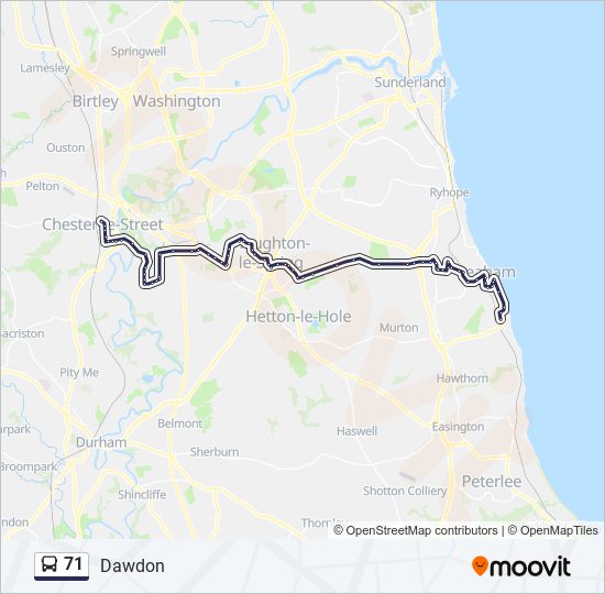 71 Route: Schedules, Stops & Maps - Dawdon (Updated)