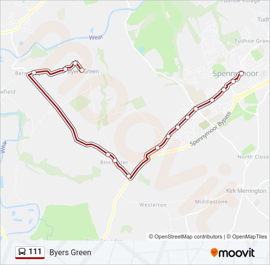 111 Route: Schedules, Stops & Maps - Byers Green (Updated)