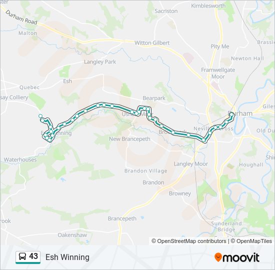 43 Route: Schedules, Stops & Maps - Esh Winning (Updated)