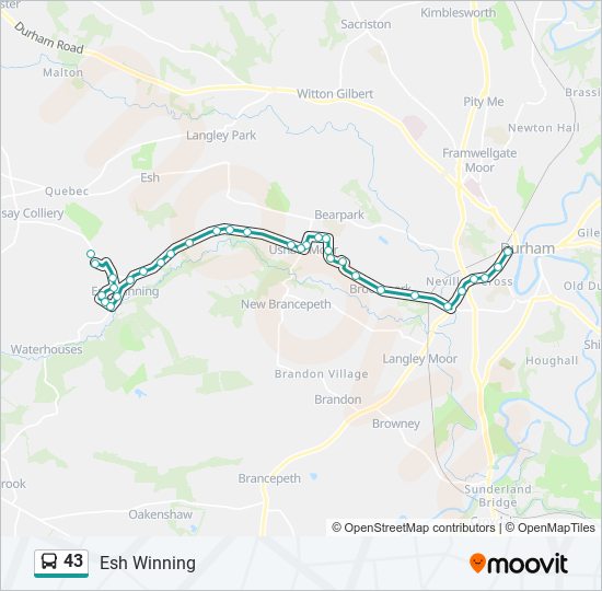 43 Route: Schedules, Stops & Maps - Esh Winning (Updated)