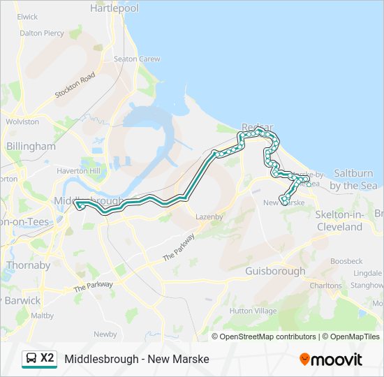 X2 Route: Schedules, Stops & Maps - New Marske (Updated)