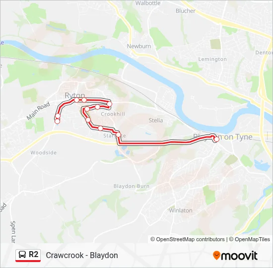 R2 Route: Schedules, Stops & Maps - Blaydon (Updated)